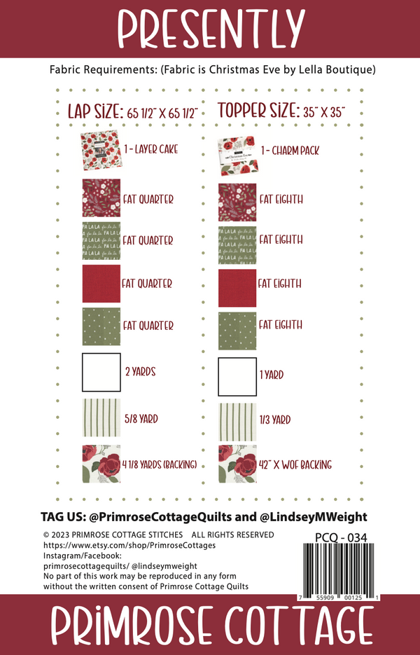 Quilt Patterns - Primrose Cottage